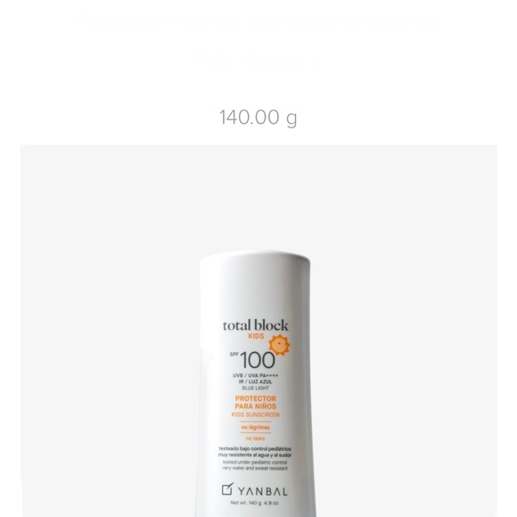 Yanbal | Other | Total Block Sunscreen For Kids Spf 0 Protector Solar ...